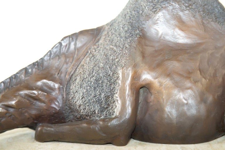 Egyptian Middle Eastern Resting Camel Sculpture on Marble Stand For ...