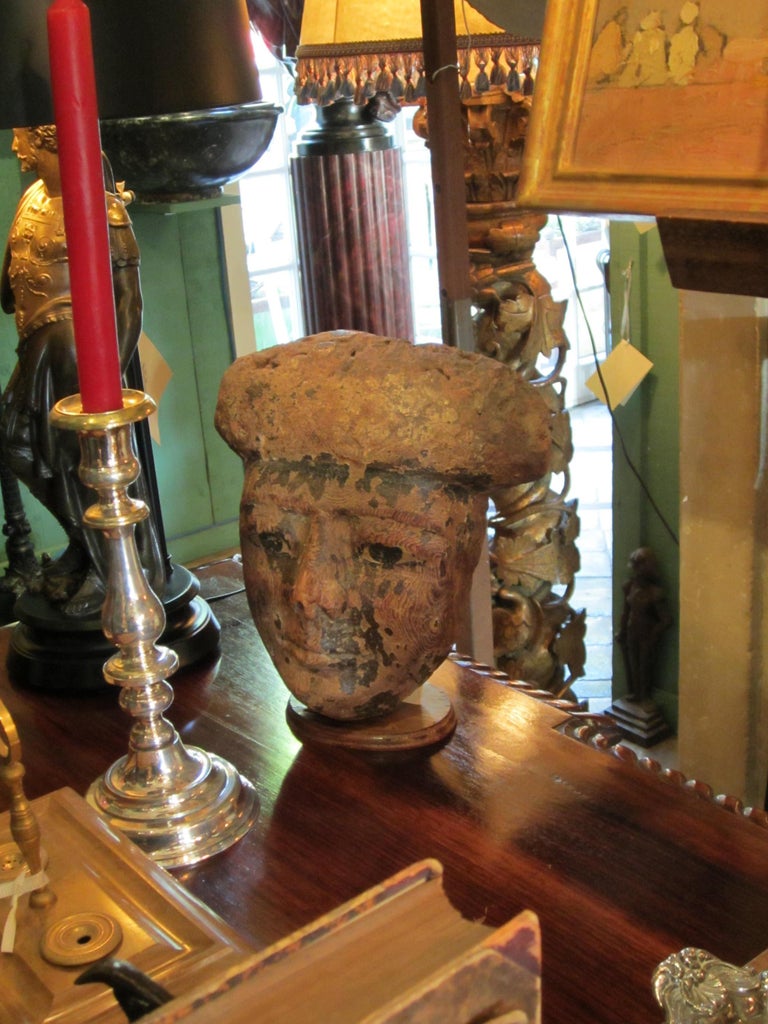 Egyptian Poly-Chrome Wood Mask 100-200 BC Garniture Sarcophagus Face ...