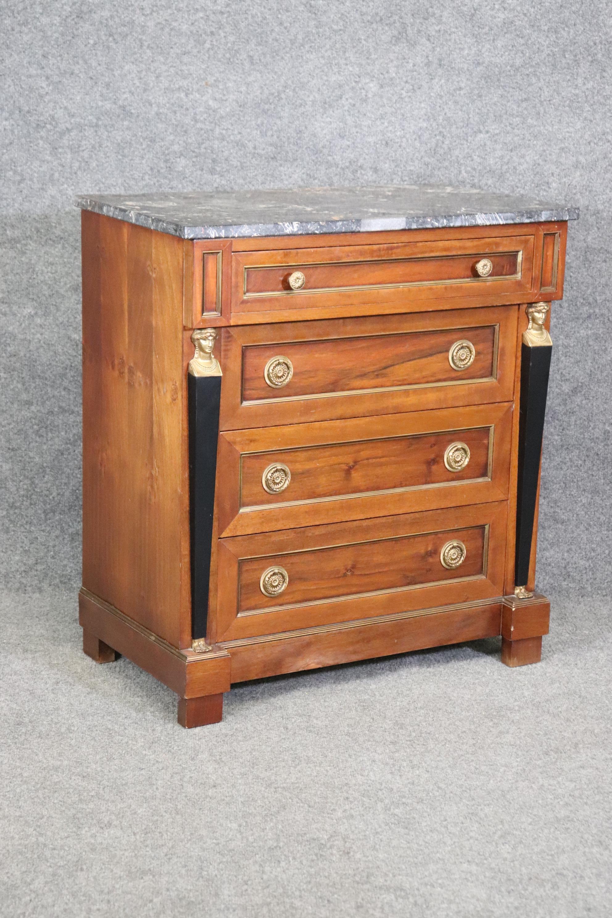 Egyptian Revival Bronze Mounted Marble Top Walnut Commode For ...