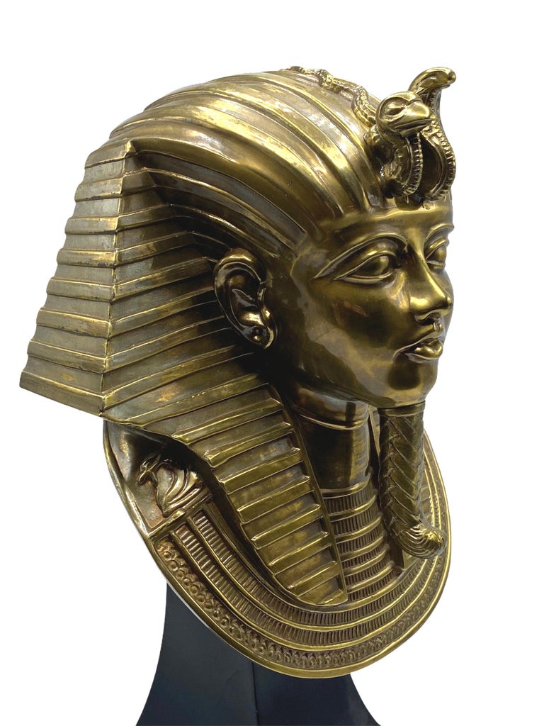 Egyptian Revival King Tut Bronze Bust Sculpture at 1stDibs