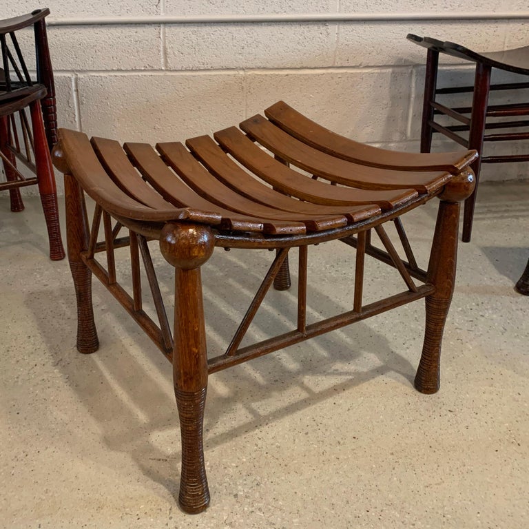 Egyptian Revival Light Slat Oak Thebes Stool, Liberty and Co. For Sale ...