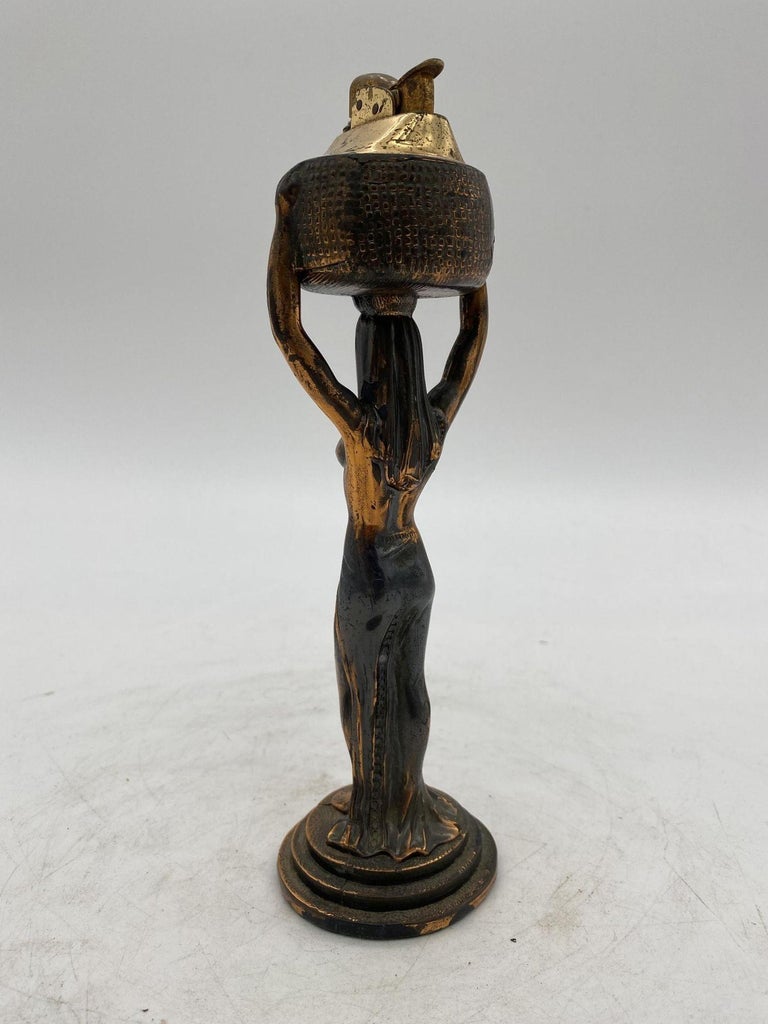 Egyptian Revival Nude Queen Copper Table Lighter For Sale at 1stDibs