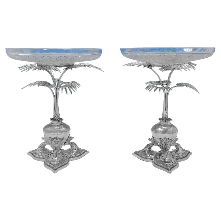 Egyptian Revival Pair of Victorian Antique Sterling Silver Dessert ...