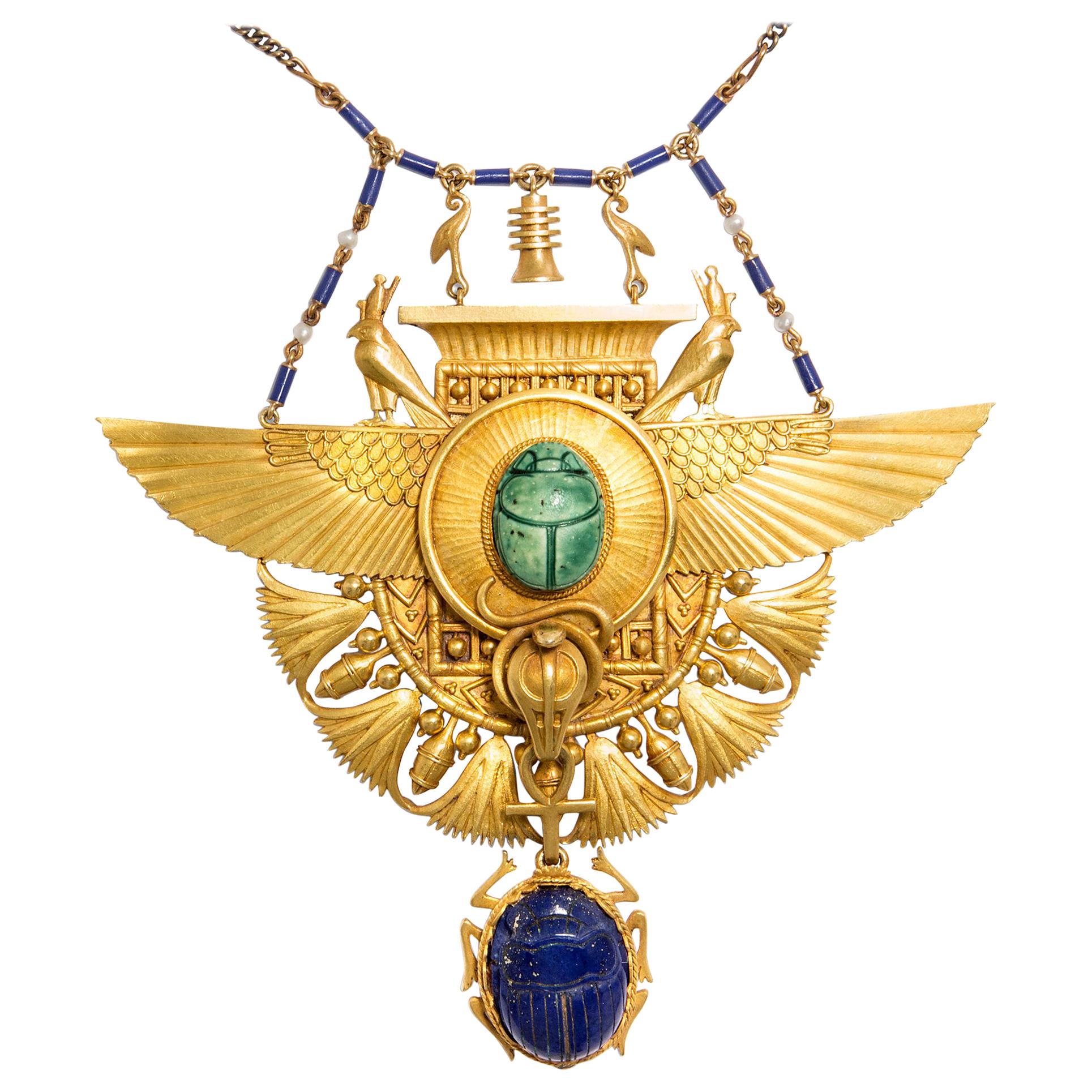 Egyptian Revival Pectoral Necklace by Court Jeweller Hugo Schaper ...