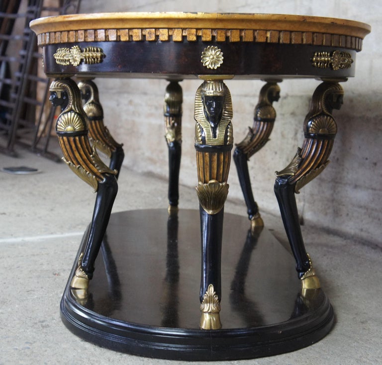 Egyptian Revival Regency Oval Coffee Table Neoclassical Figural ...
