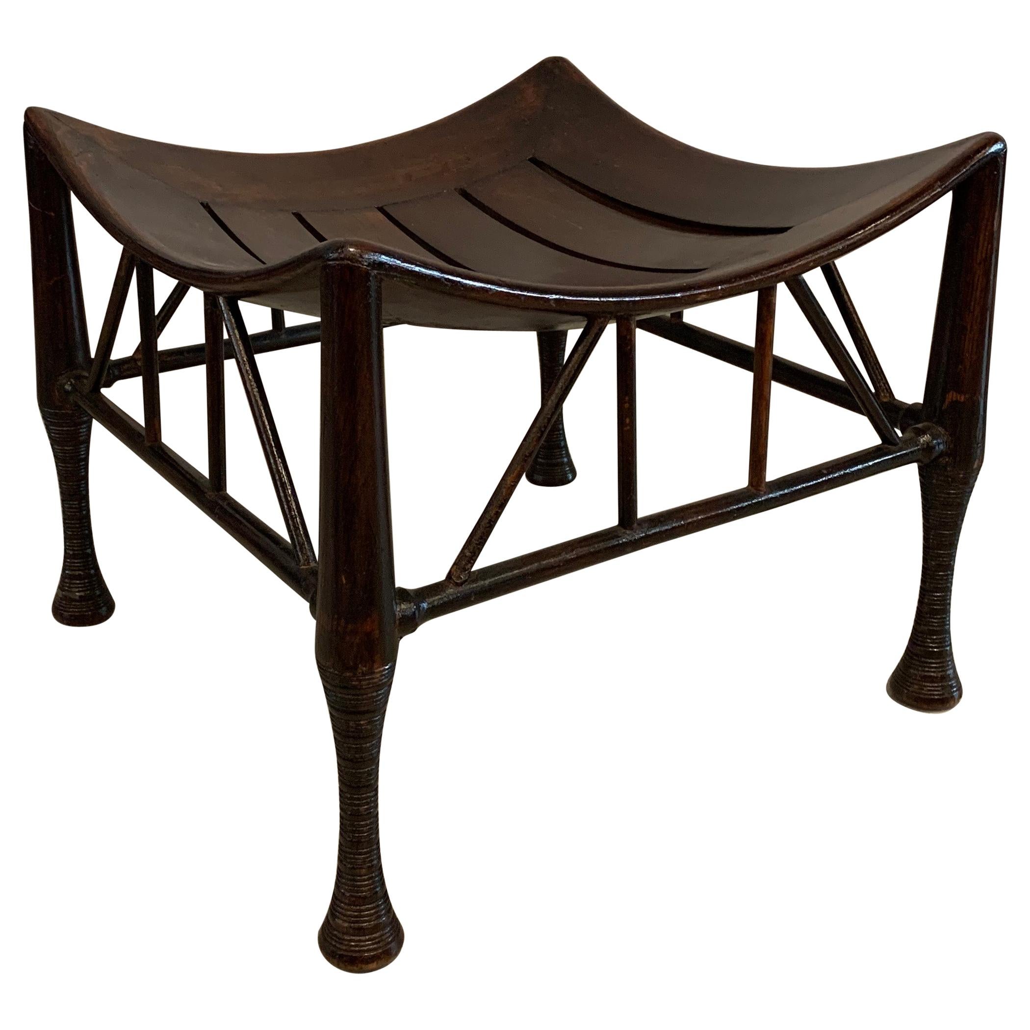 Egyptian Style Oak Thebes Stool - 2 For Sale on 1stDibs