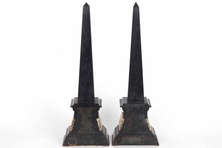 Egyptian Revival Three-Piece Clock Garniture Flanked, Obelisk France ...