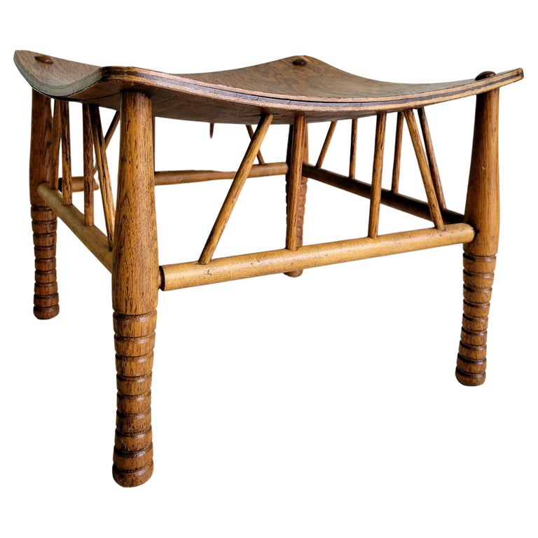 Egyptian Revival White Oak "Thebes" Stool For Sale at 1stDibs