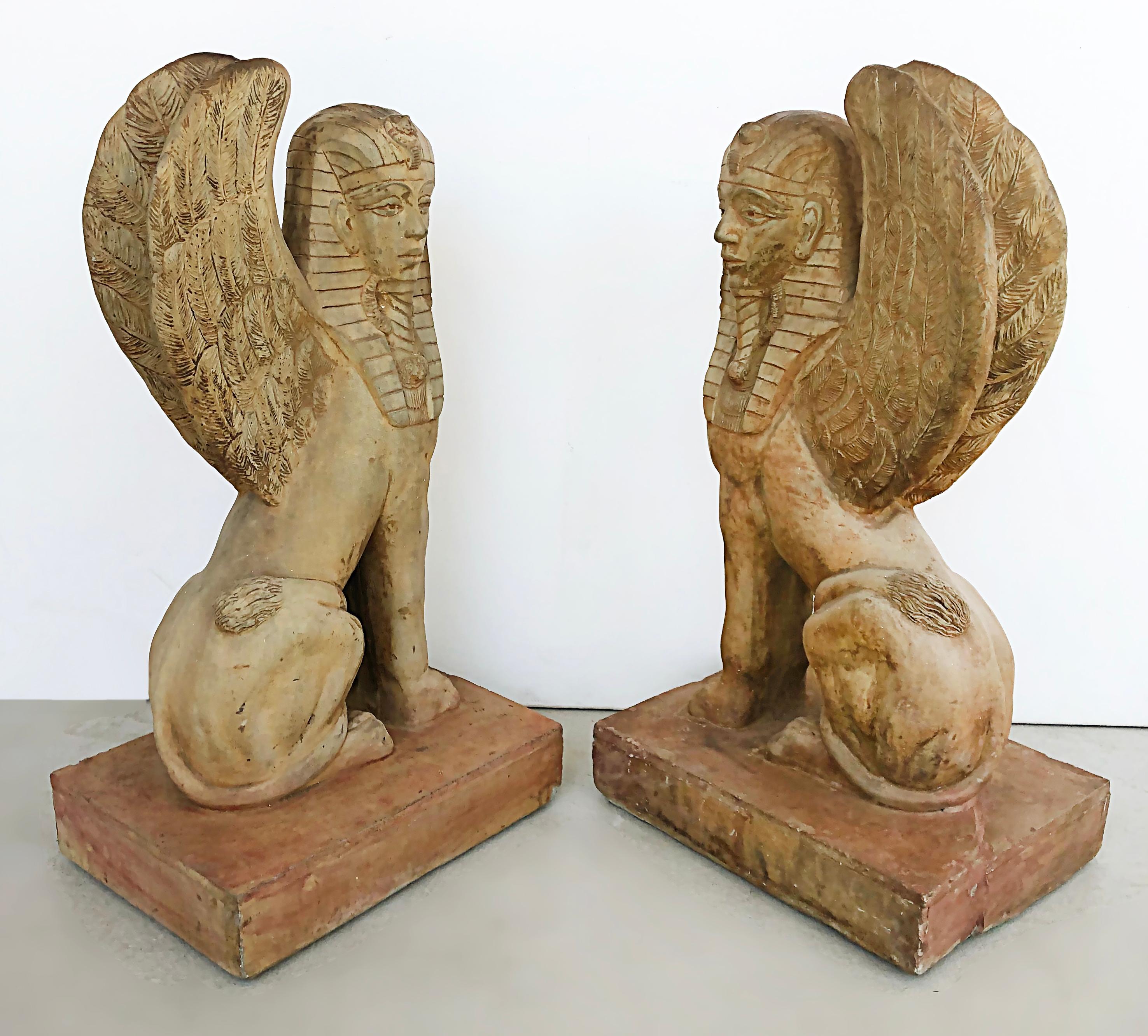 Egyptian Revival Winged Sphinx Garden Sculptures/Ornaments, a Pair For ...
