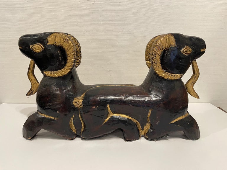Egyptian Two Headed Ram Sculpture, 20th Century For Sale at 1stDibs