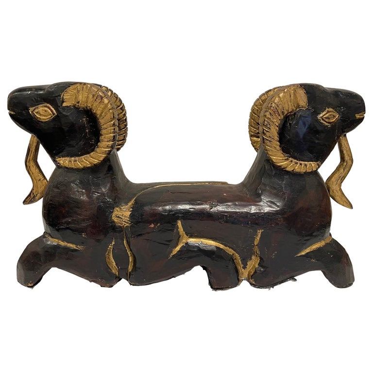 Egyptian Two Headed Ram Sculpture, 20th Century For Sale at 1stDibs
