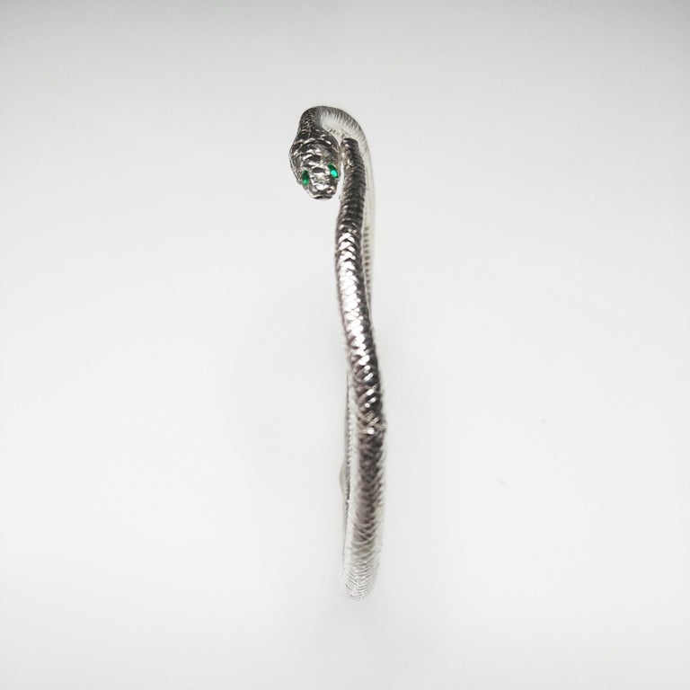 Egyptian Wadjet Snake Bracelet in Sterling Silver with Emerald Eyes For ...