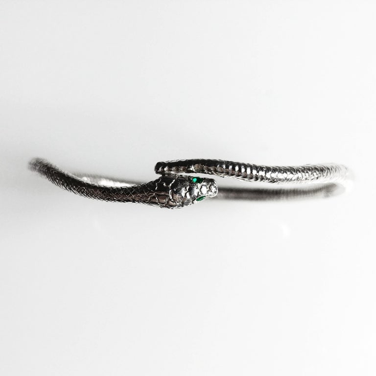 Egyptian Wadjet Snake Bracelet in Sterling Silver with Emerald Eyes For ...