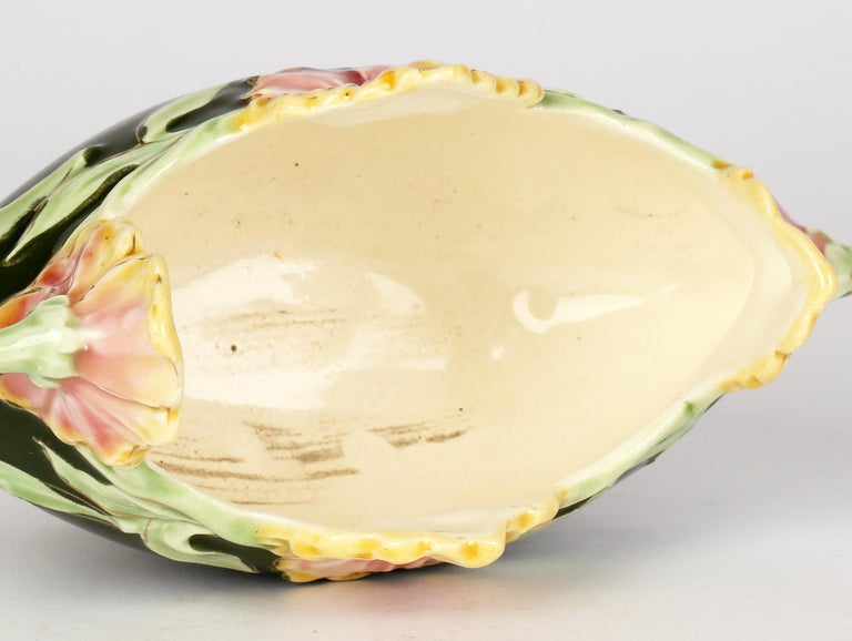 Eichwald Attributed Twin Handled Majolica Floral Planter For Sale at ...