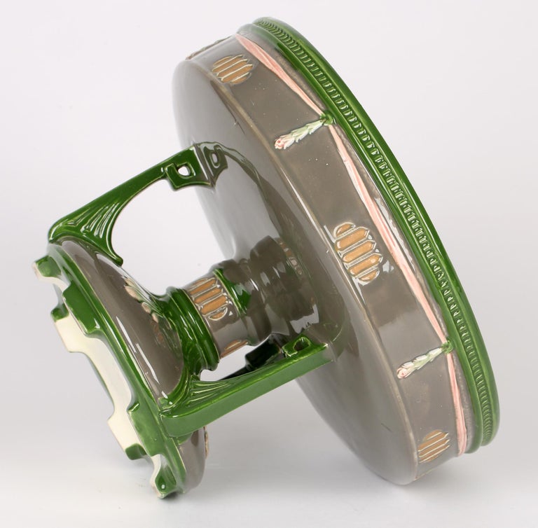 Eichwald Secessionist Majolica Art Pottery Centerpiece Pedestal Bowl ...