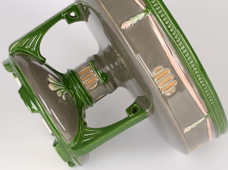 Eichwald Secessionist Majolica Art Pottery Centerpiece Pedestal Bowl ...