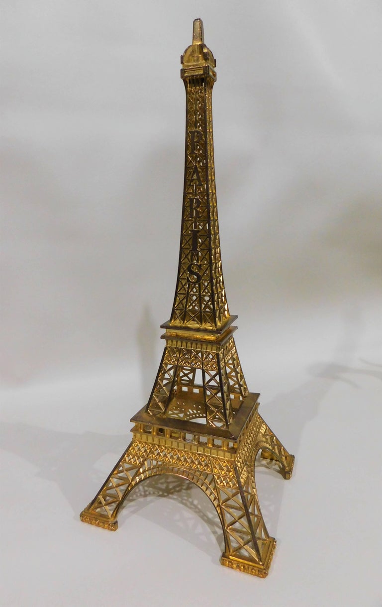 Eiffel Tower Paris France Gilt Metal Display Model Souvenir at 1stDibs