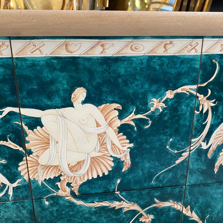 Eight 1970s Giò Ponti for Bardelli Ceramic Tiles in a Wood Panel at 1stDibs