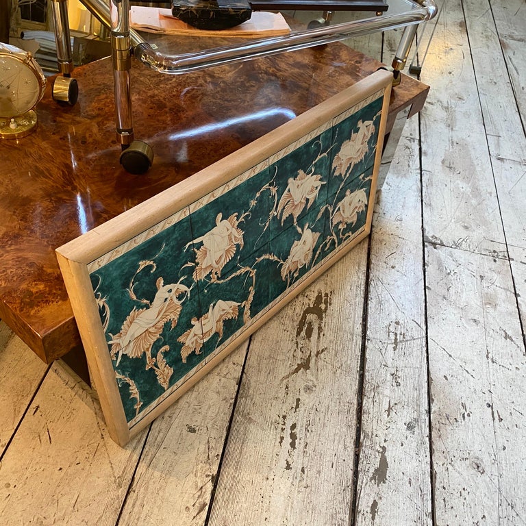Eight 1970s Giò Ponti for Bardelli Ceramic Tiles in a Wood Panel at 1stDibs