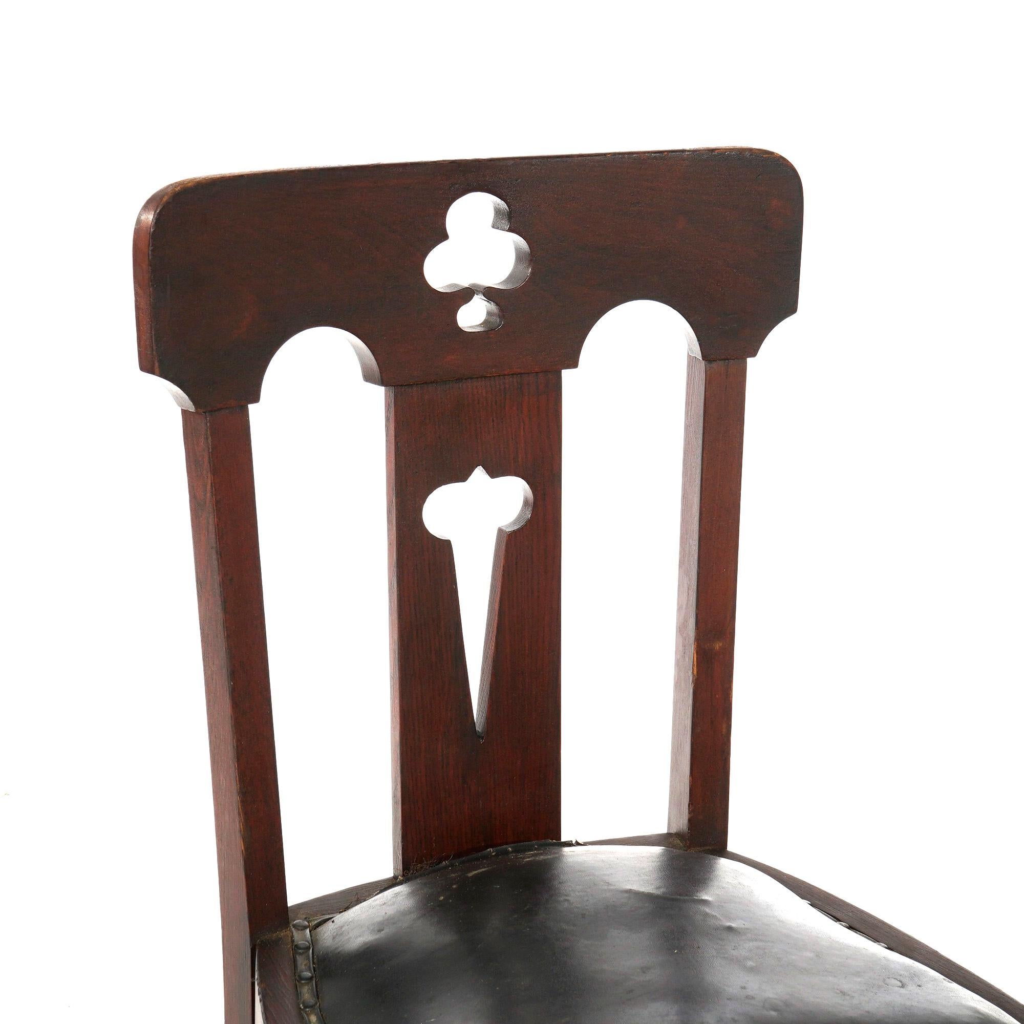 Eight Antique Arts and Crafts Limbert Style Mission Oak Celtic Cutout ...