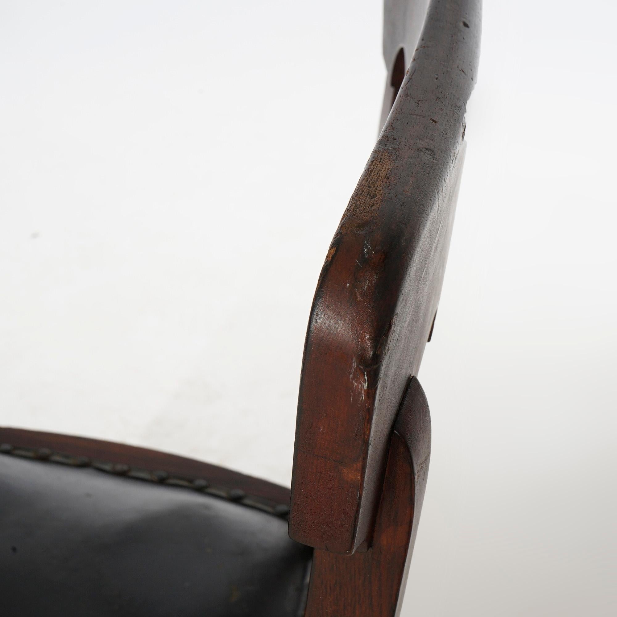 Eight Antique Arts and Crafts Limbert Style Mission Oak Celtic Cutout ...