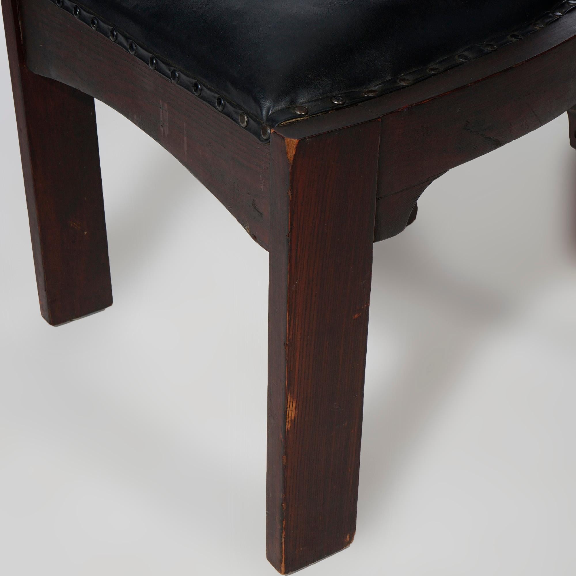 Eight Antique Arts and Crafts Limbert Style Mission Oak Celtic Cutout ...