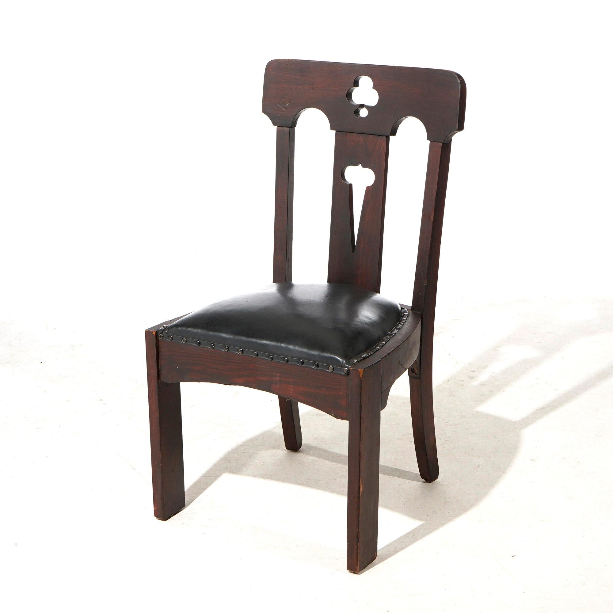 Eight Antique Arts and Crafts Limbert Style Mission Oak Celtic Cutout ...