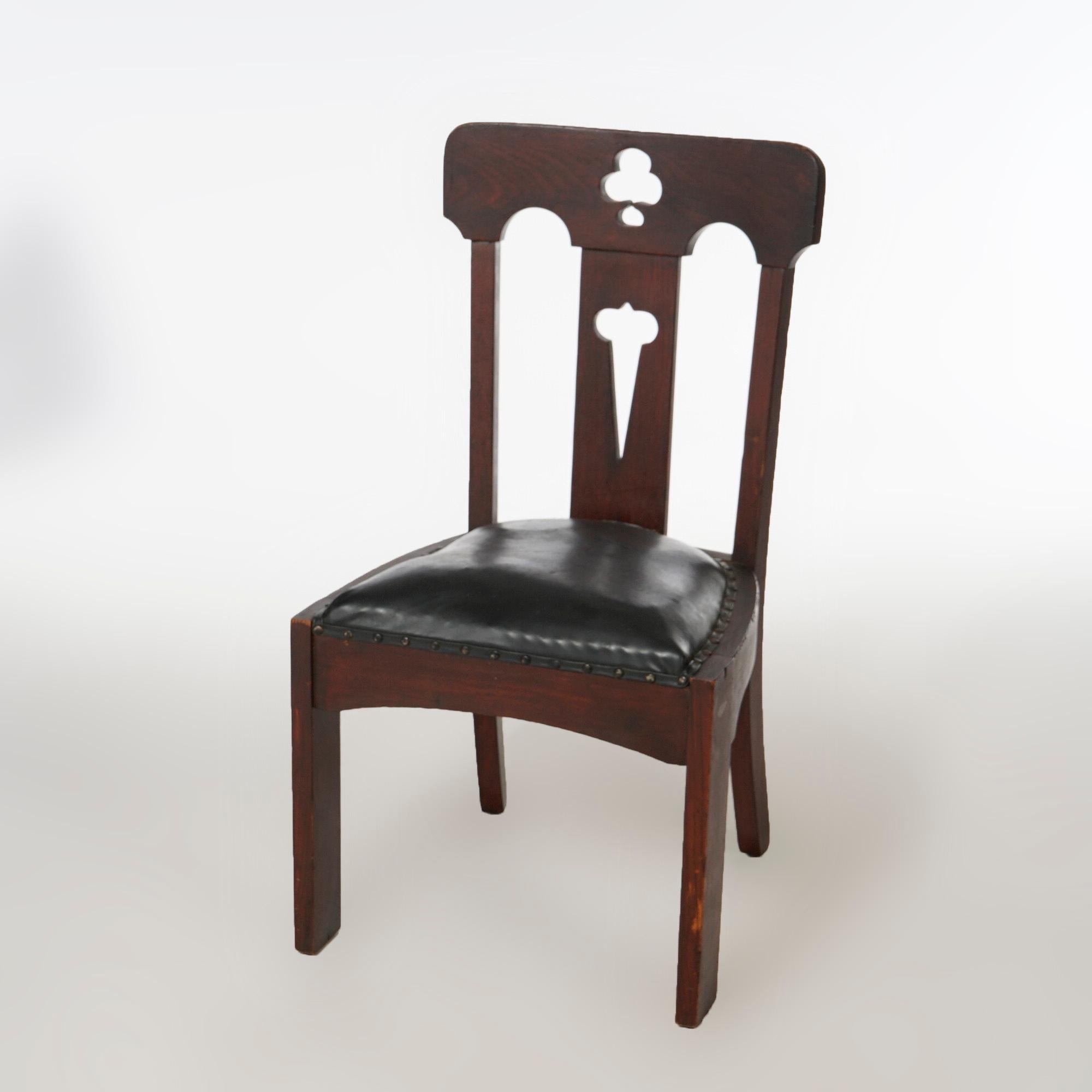 Eight Antique Arts and Crafts Limbert Style Mission Oak Celtic Cutout ...