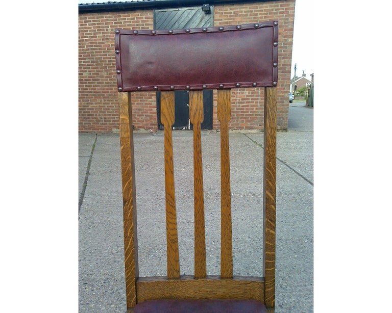 Eight Arts and Crafts Glasgow Style High Back Oak Dining Chairs with ...