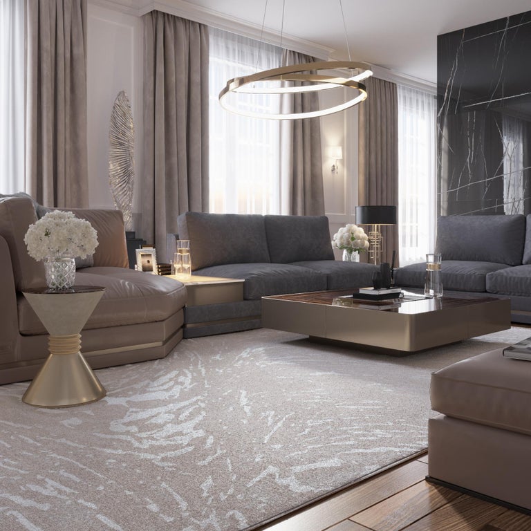 Eight Beige - Luxury Modern Hand Knotted Wool Tencel Allo Rug For Sale ...