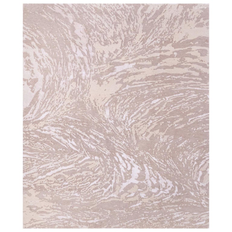 Eight Beige - Luxury Modern Hand Knotted Wool Tencel Allo Rug For Sale ...