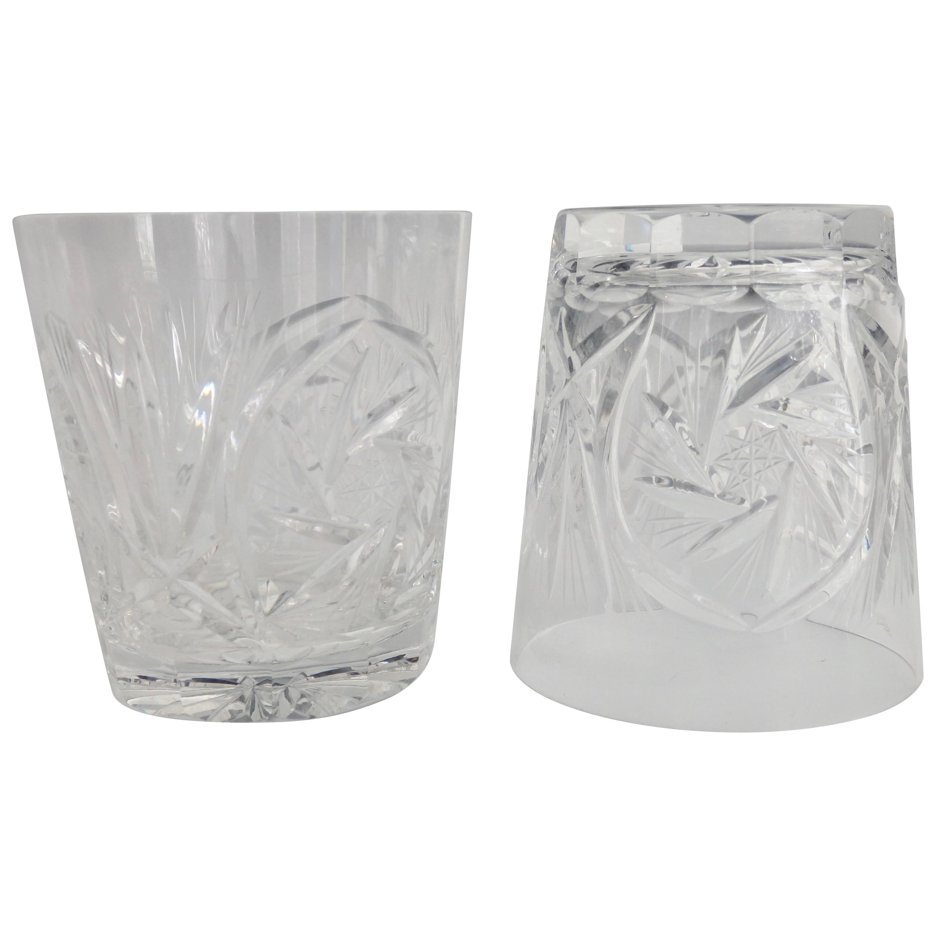 Eight Cut Glass Crystal Cocktail Rocks Whiskey Glasses at 1stDibs
