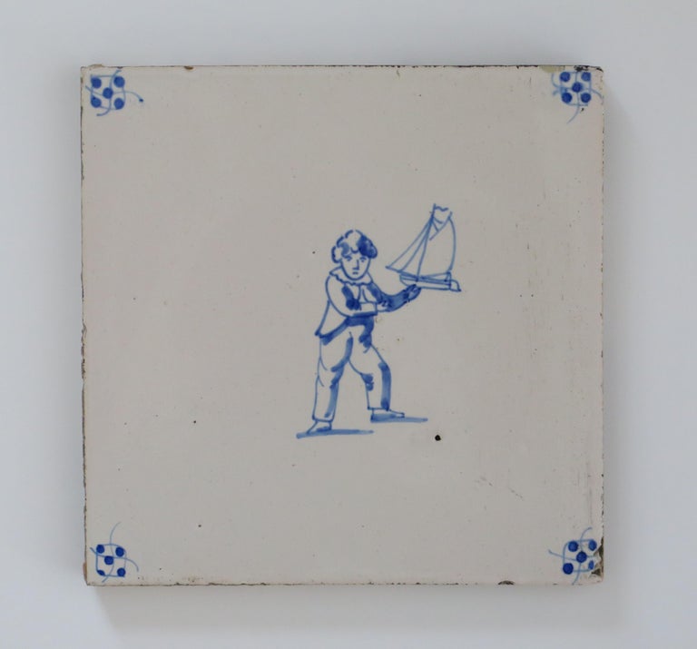 EIGHT Delft Blue and White Tiles All Hand Painted, Dutch 19th Century ...