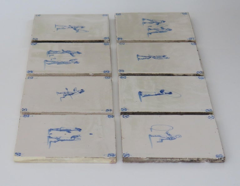 EIGHT Delft Blue and White Tiles All Hand Painted, Dutch 19th Century ...