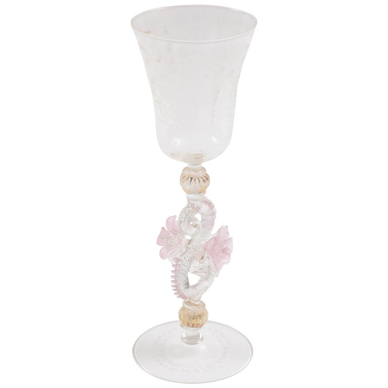 Eight Exquisite Venetian Goblets, Tall and Elaborate at 1stDibs