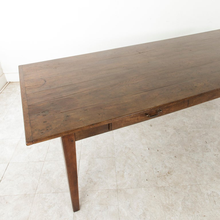 Long French Oak Farm Table or Dining Table with Two Drawers, circa 1900 ...