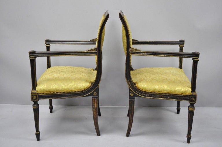 Eight French Regency Style Upholstered Square Back Dining Chairs at ...