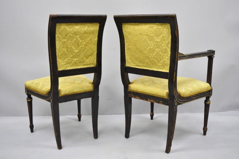 Eight French Regency Style Upholstered Square Back Dining Chairs at ...