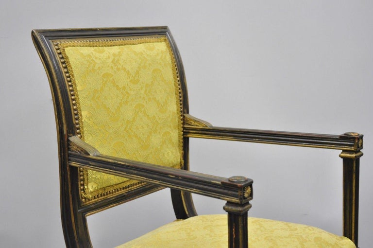 Eight French Regency Style Upholstered Square Back Dining Chairs at ...