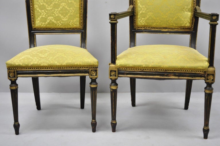 Eight French Regency Style Upholstered Square Back Dining Chairs at ...