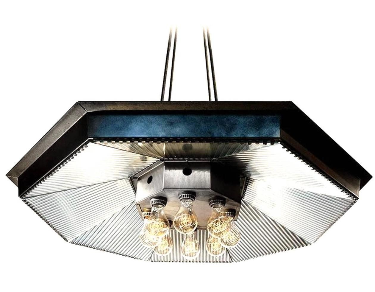 Eight-Light Reflector Chandelier For Sale at 1stDibs