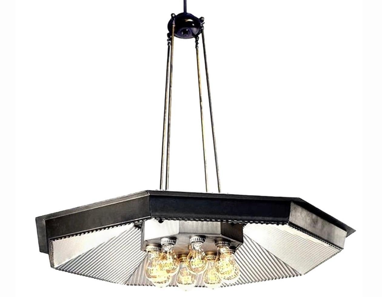 Eight-Light Reflector Chandelier For Sale at 1stDibs