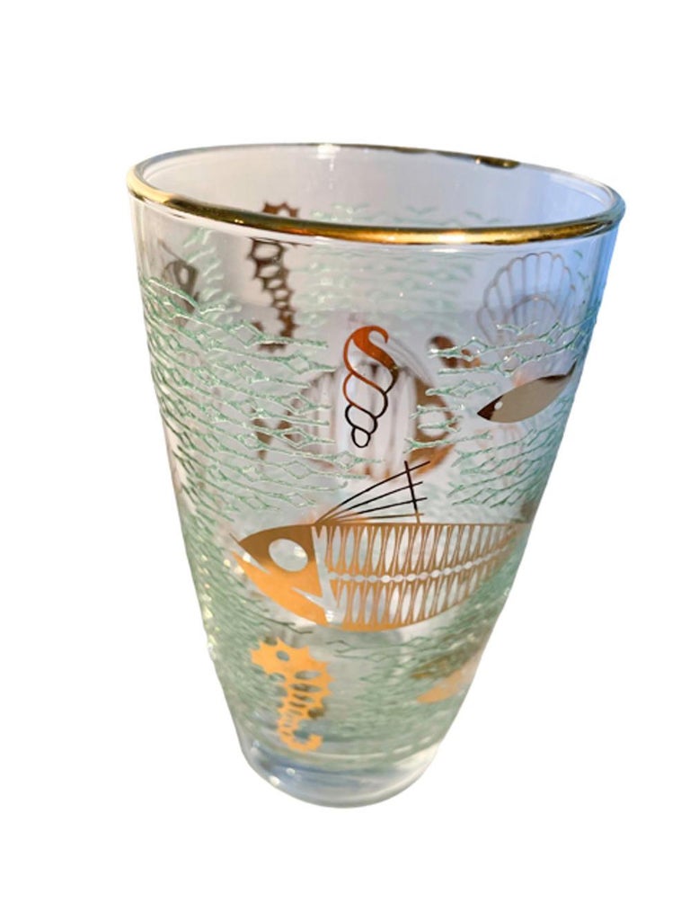 Eight Midcentury Libbey Glass 'Marine Life' Atomic Design Tumblers For ...