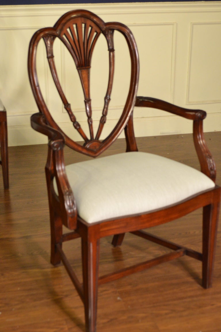 Eight New Mahogany Hepplewhite Style Dining Chairs by Leighton Hall For ...