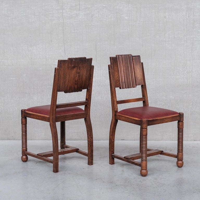 Eight Oak French Deco Dining Chairs in manner of Dudouyt For Sale at ...