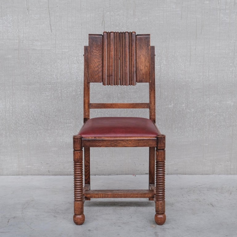 Eight Oak French Deco Dining Chairs in manner of Dudouyt For Sale at ...