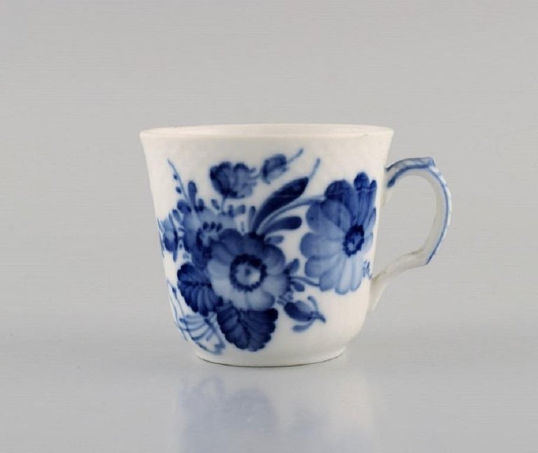 Eight Royal Copenhagen Blue Flower Curved Espresso Cups with Saucers ...