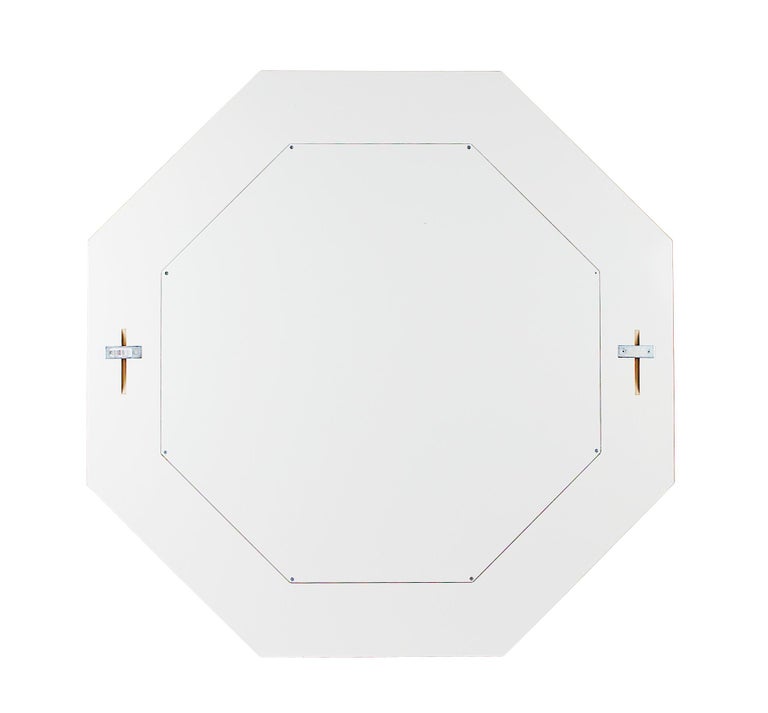 Eight Sided Wall Mirror with Black Decoration and White Porcelain For ...