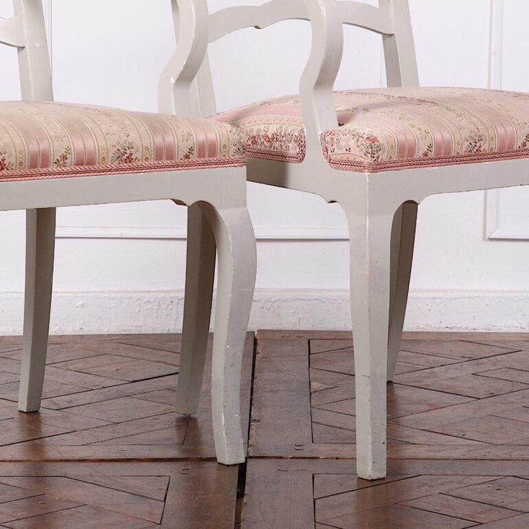 Eight Swedish Painted Ladder Back Chairs Four Side and Four Arm For ...