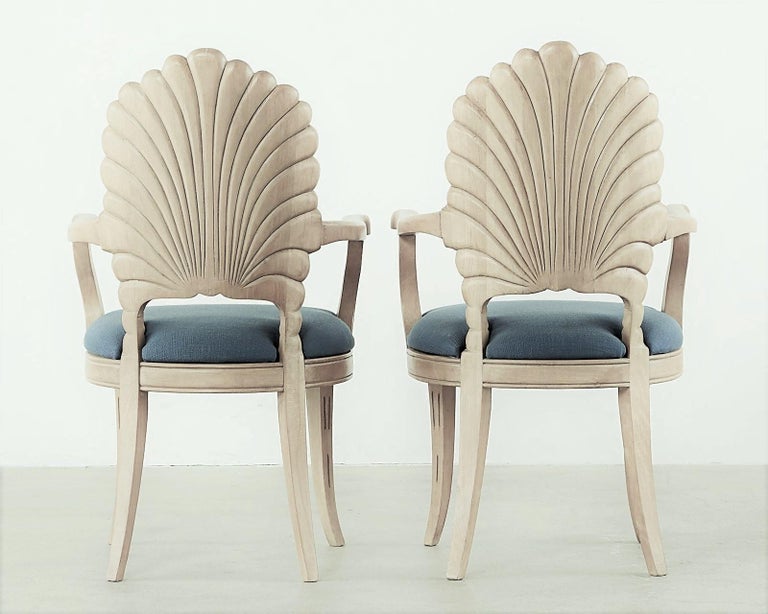 Eight Venetian Grotto Style Scalloped Shell Back Dining Chairs at ...